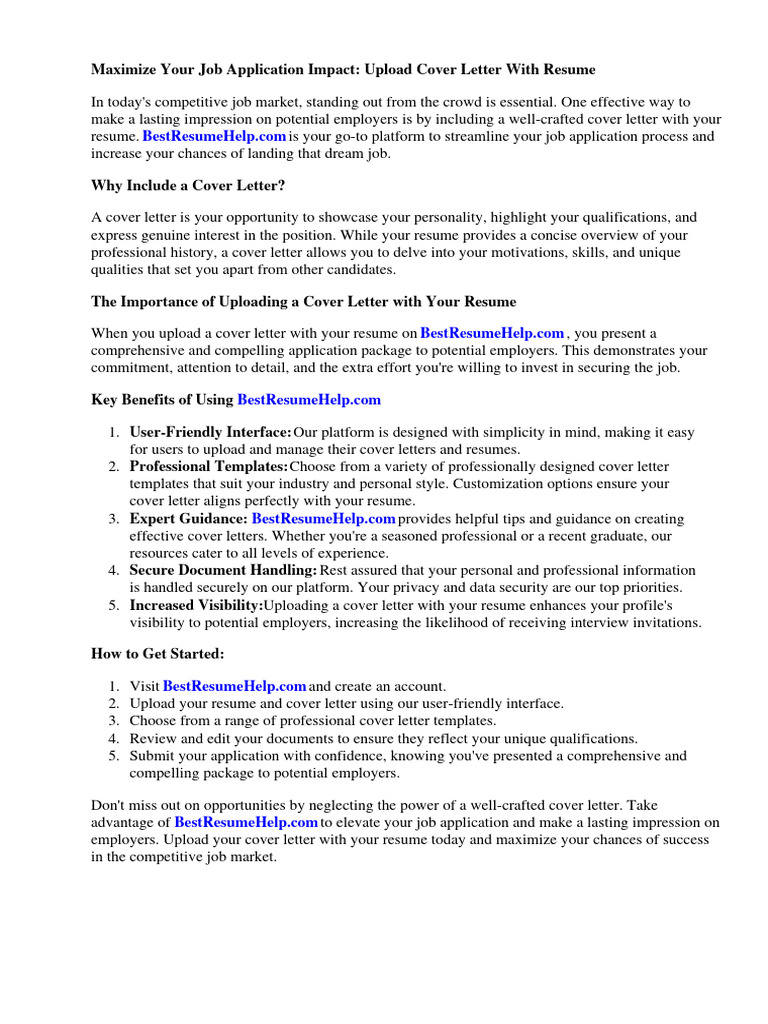 Upload Cover Letter With Resume | PDF | Résumé | Recruitment