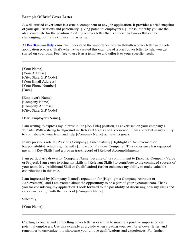 Example of Brief Cover Letter | PDF | Résumé | Http Cookie