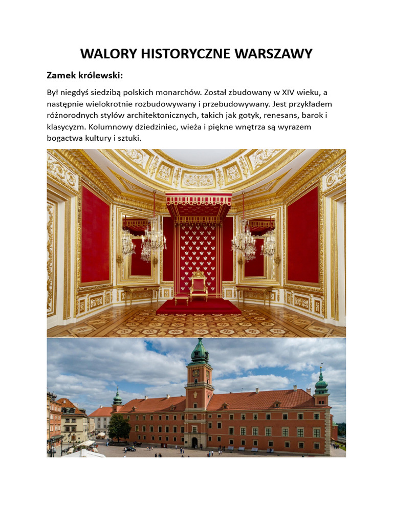 Walory Historyczne Miasta Warszawa | PDF