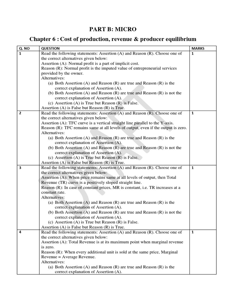CH-6-Micro-Cost of Production, Revenue & Producer Equilibrium | PDF ...