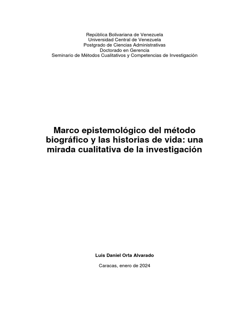 Ensayo Final. Luis Daniel Orta a. Seminario de Métodos Cualitatiuvos | PDF | Hermenéutica ...