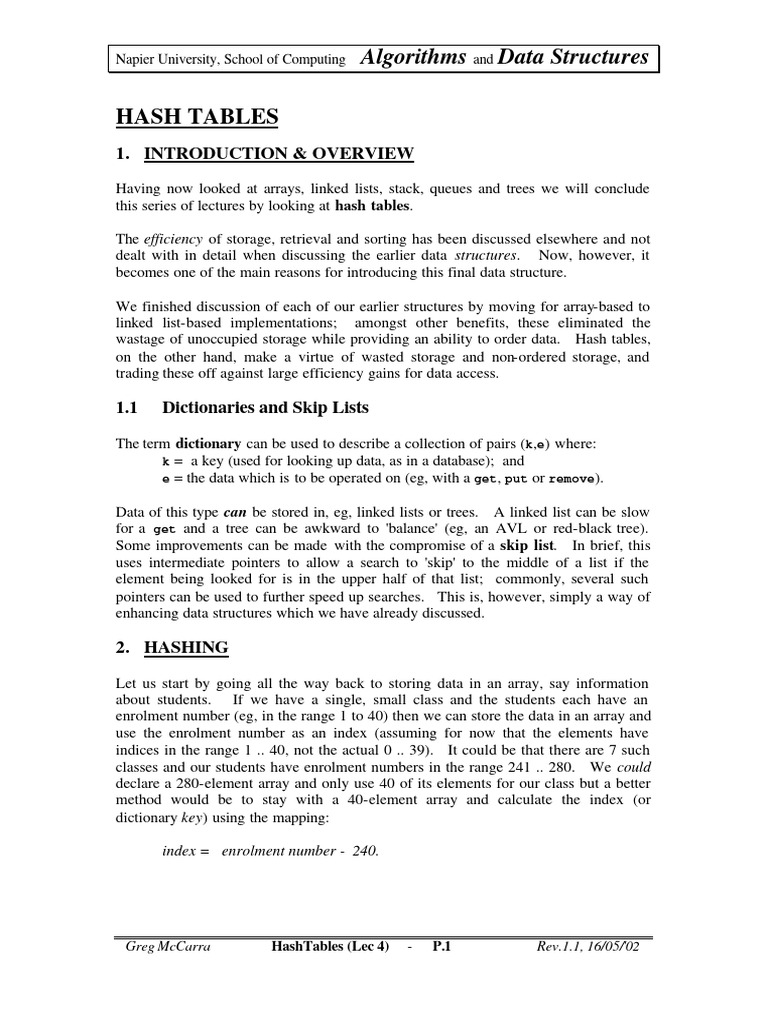 Hashing Reading | PDF | Computer Programming | Algorithms And Data ... Hashing Reading | PDF | Computer Programming | Algorithms And Data ...