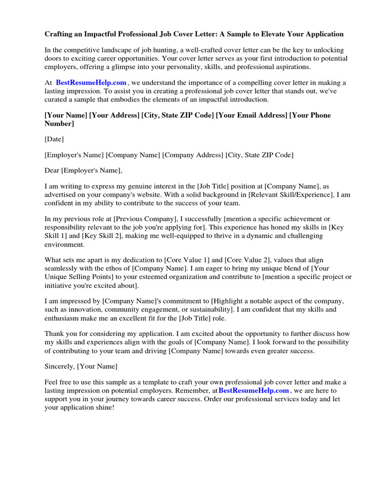 Professional Cover Letter Sample Guide | PDF | Résumé | File Format