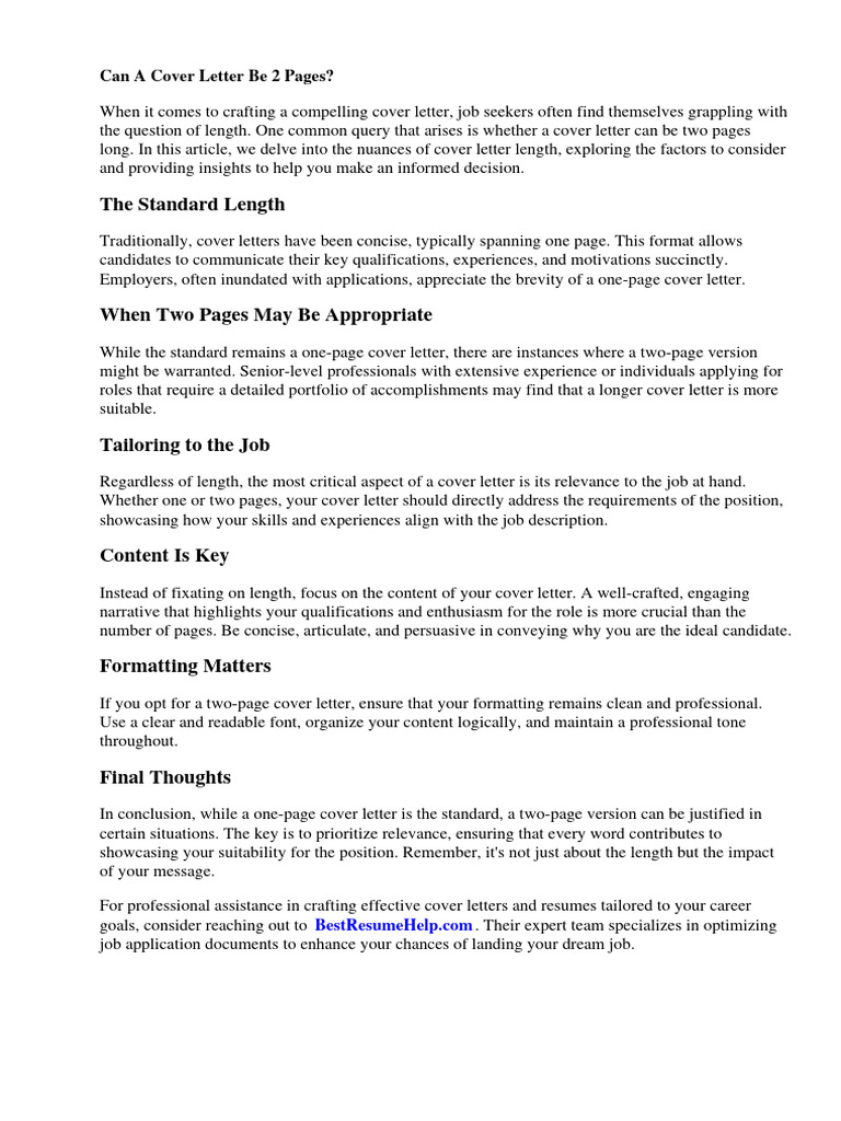 Cover Letter Length: One vs. Two Pages | PDF | Résumé