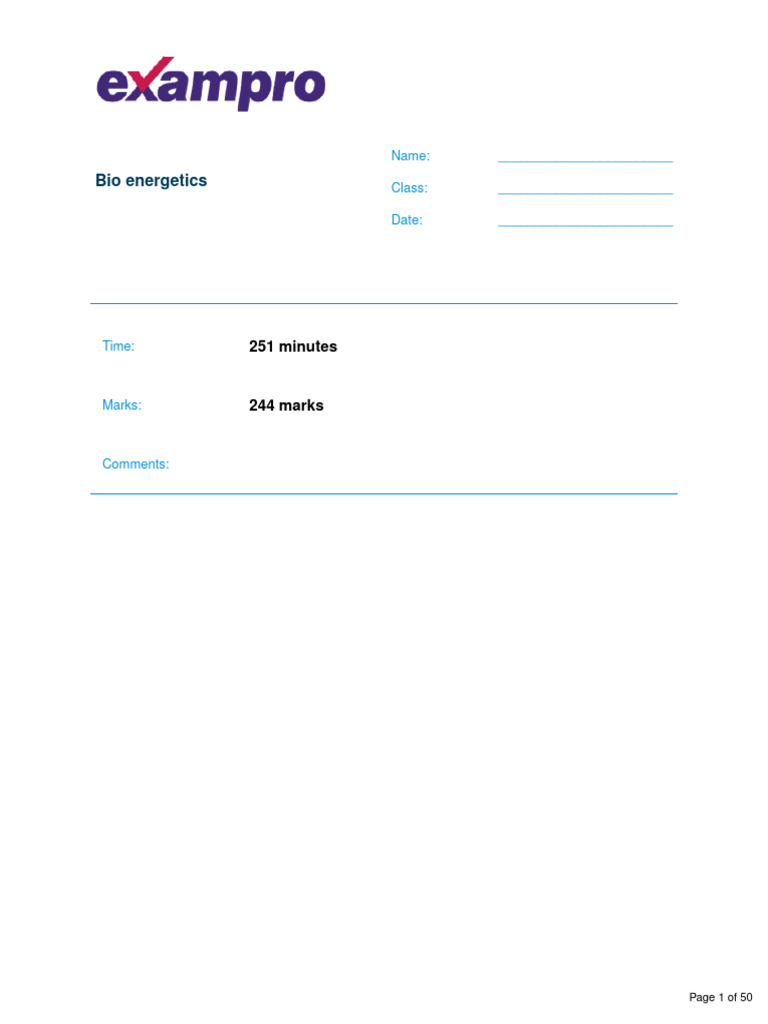 Bioenergetics Questions Gcse | PDF