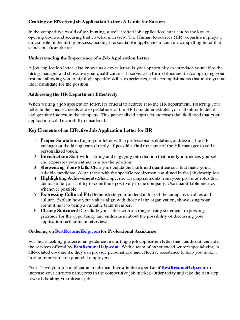 Job Application Letter HR | PDF | Résumé | Human Resources