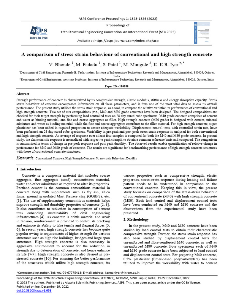 A Comparison of Stress-strain Behaviour of Conventional and High ...