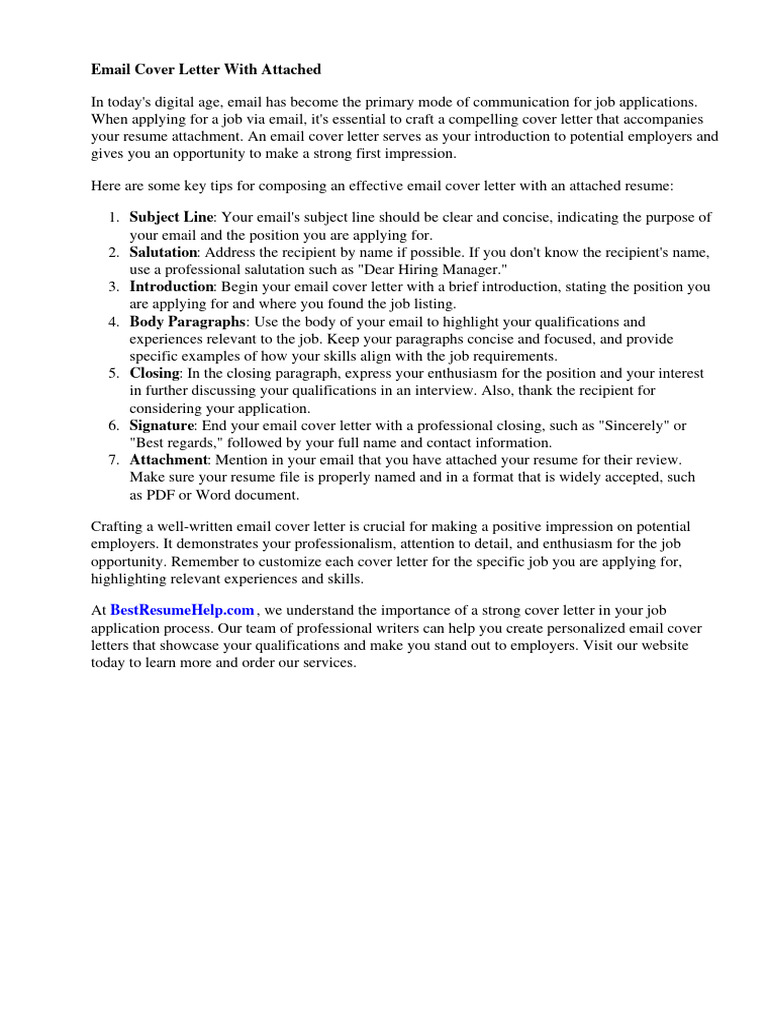 Email Cover Letter With Attached Resume | PDF | Résumé | Linked In