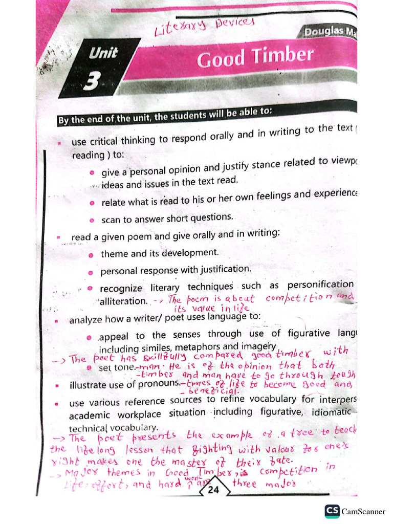 Unit # 03 (11th) Good Timber (Poem) | PDF