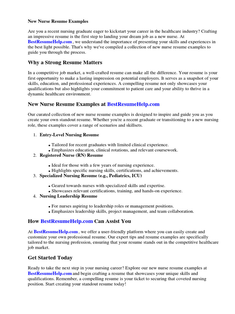 New Nurse Resume Examples Guide | PDF | Nursing | Résumé