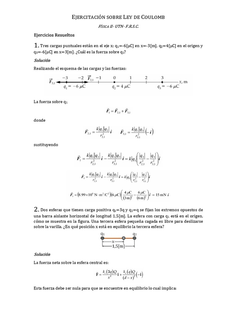 02 (2) Guía de Ejercitación Ley de Coulomb | PDF | Fuerza | Carga eléctrica