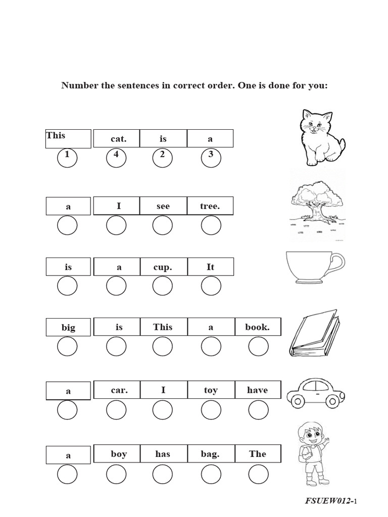 UKG Sentence Rearrangement Exercises | PDF | Language Arts & Discipline ...