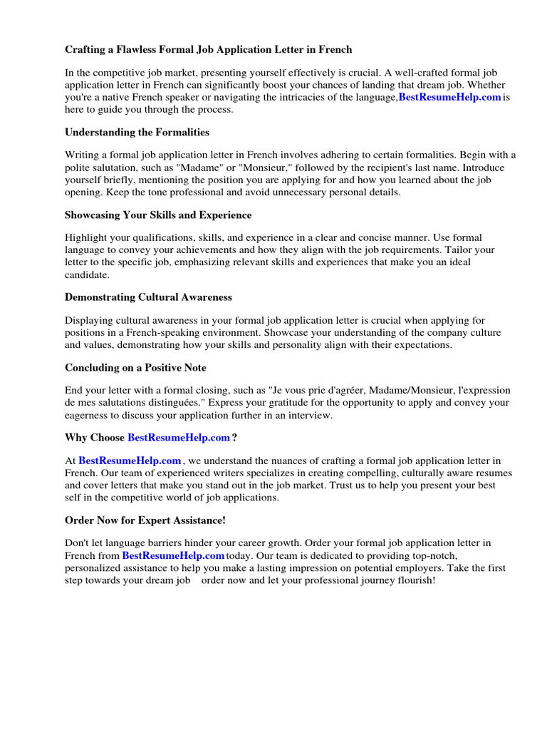 French Job Application Letter Guide | PDF | Human Communication
