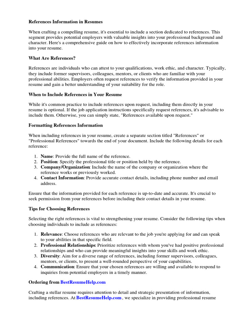 References Information Resume | PDF | Résumé | Brand