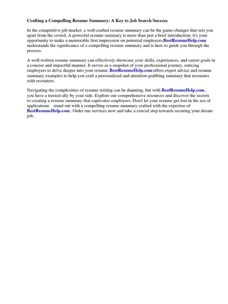 Resume Summary Examples Help | PDF | Résumé | Employment