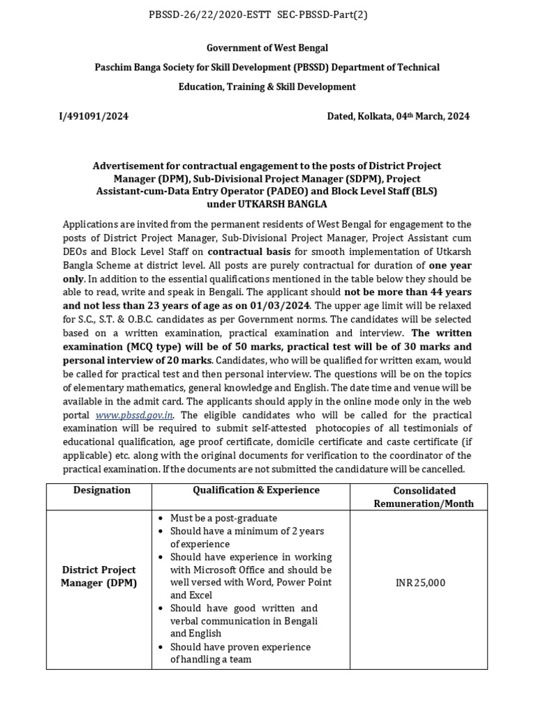 Detailed Advertisement For DPMU FV | PDF | Microsoft Office