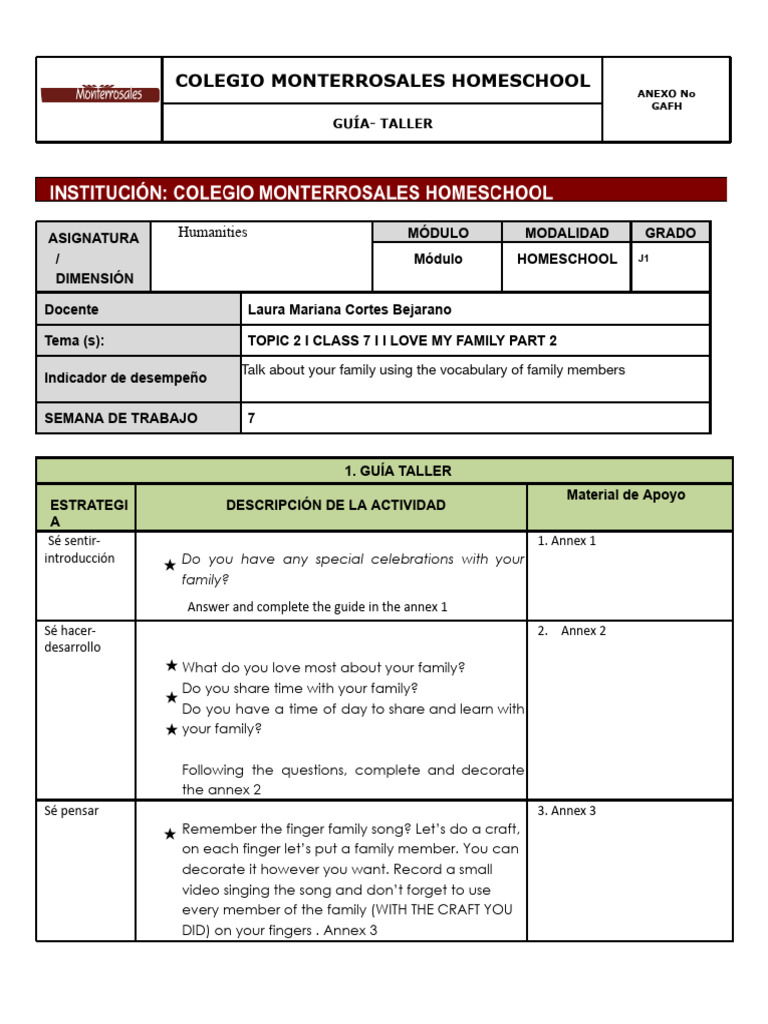Topic 2 i Class 6 i i Love My Family Part 2.Docx (1) | PDF | Música ...
