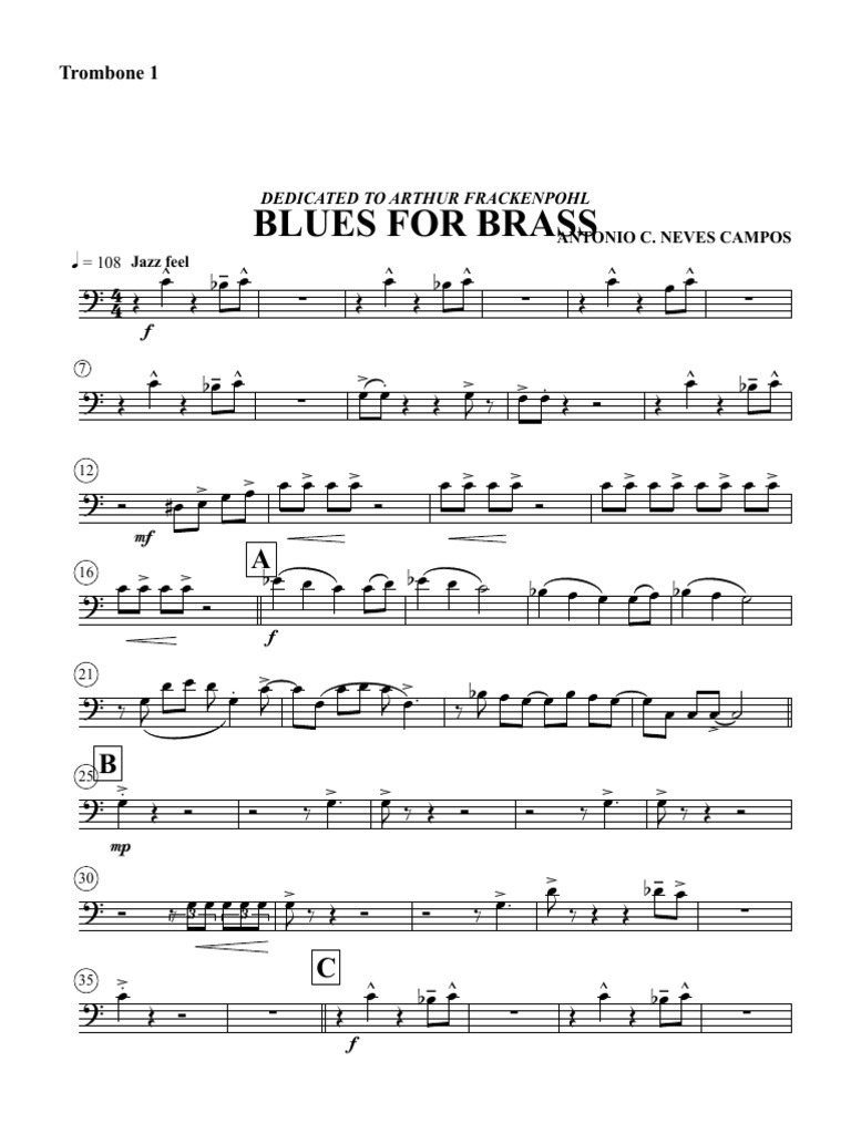 Blues For Brass - Trombone 1 | PDF