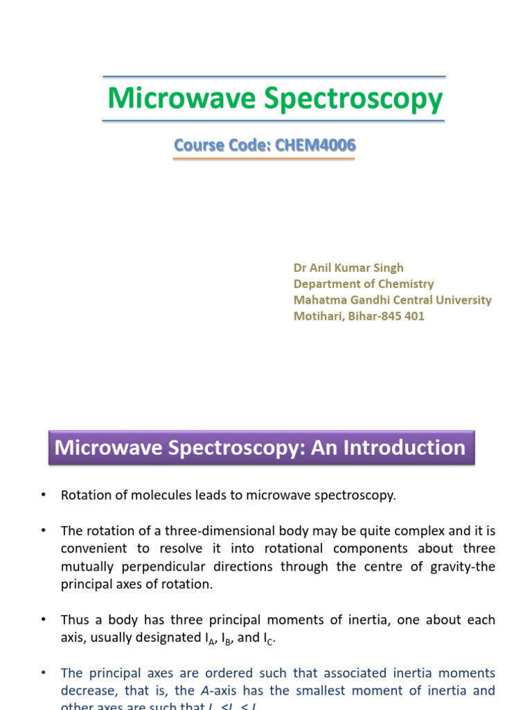 Microwave spectroscopy-1 | PDF | Molecules | Energy Level