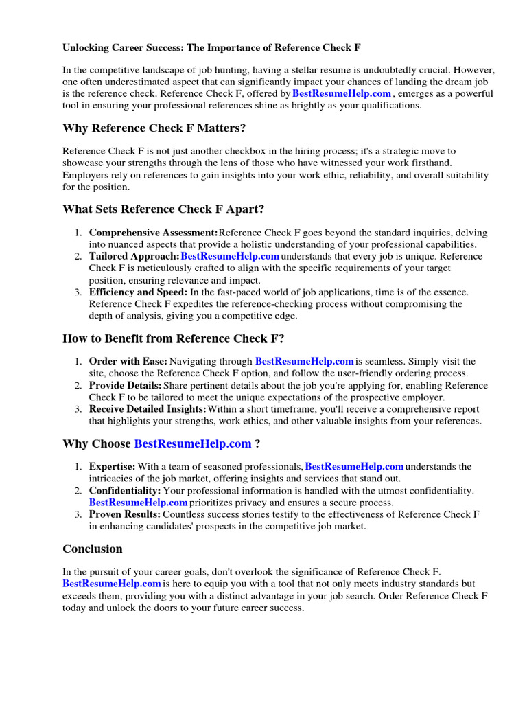 Reference Check Form | PDF | Job Interview | Employment