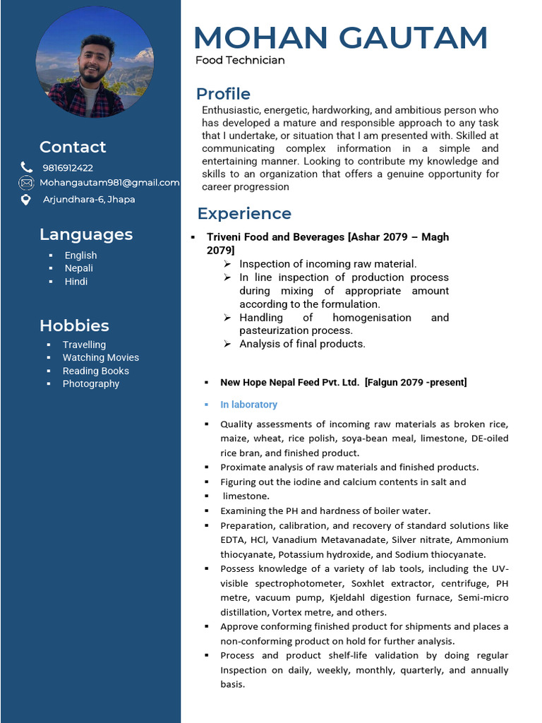 Mohan CV | PDF | Hazard Analysis And Critical Control Points | Laboratories
