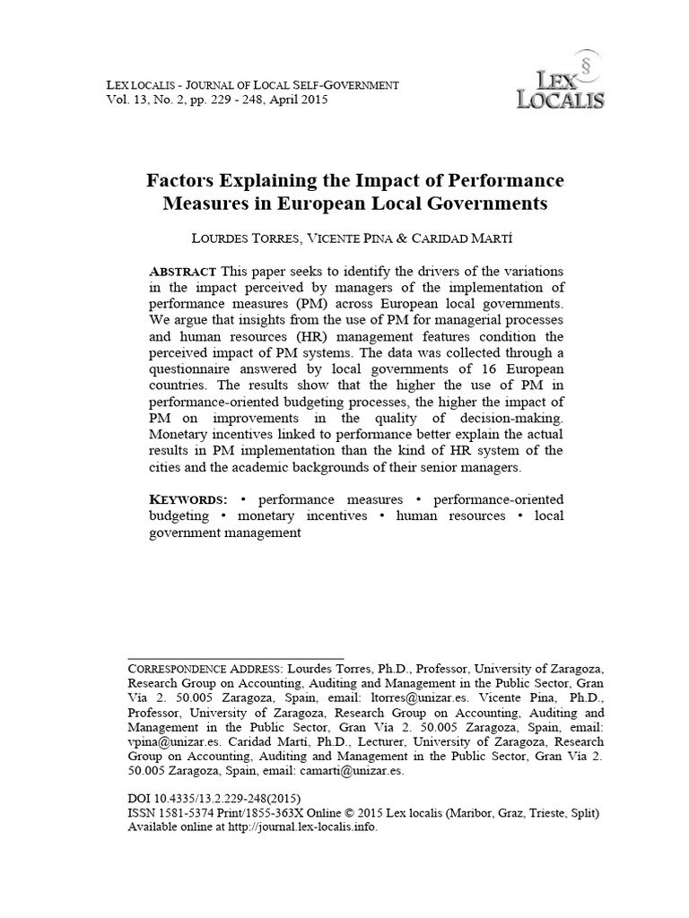 Factors Explaining The Impact of Performance Local Goverment | PDF ...