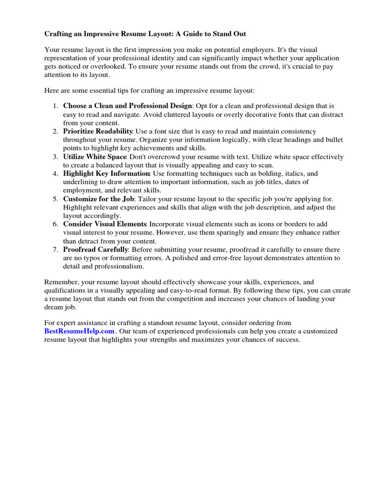 Resume Layout For First Job | Download Free PDF | Résumé