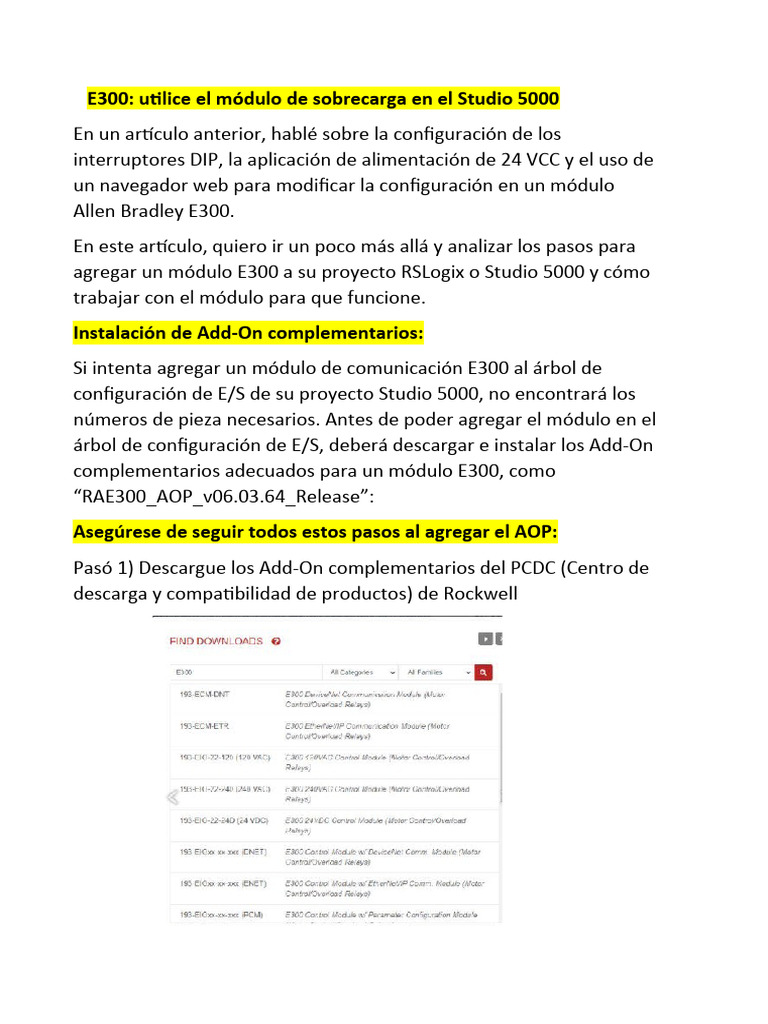 E300: Utilice El Módulo de Sobrecarga en El Studio 5000 | PDF | Informática | Ciencias de la ...