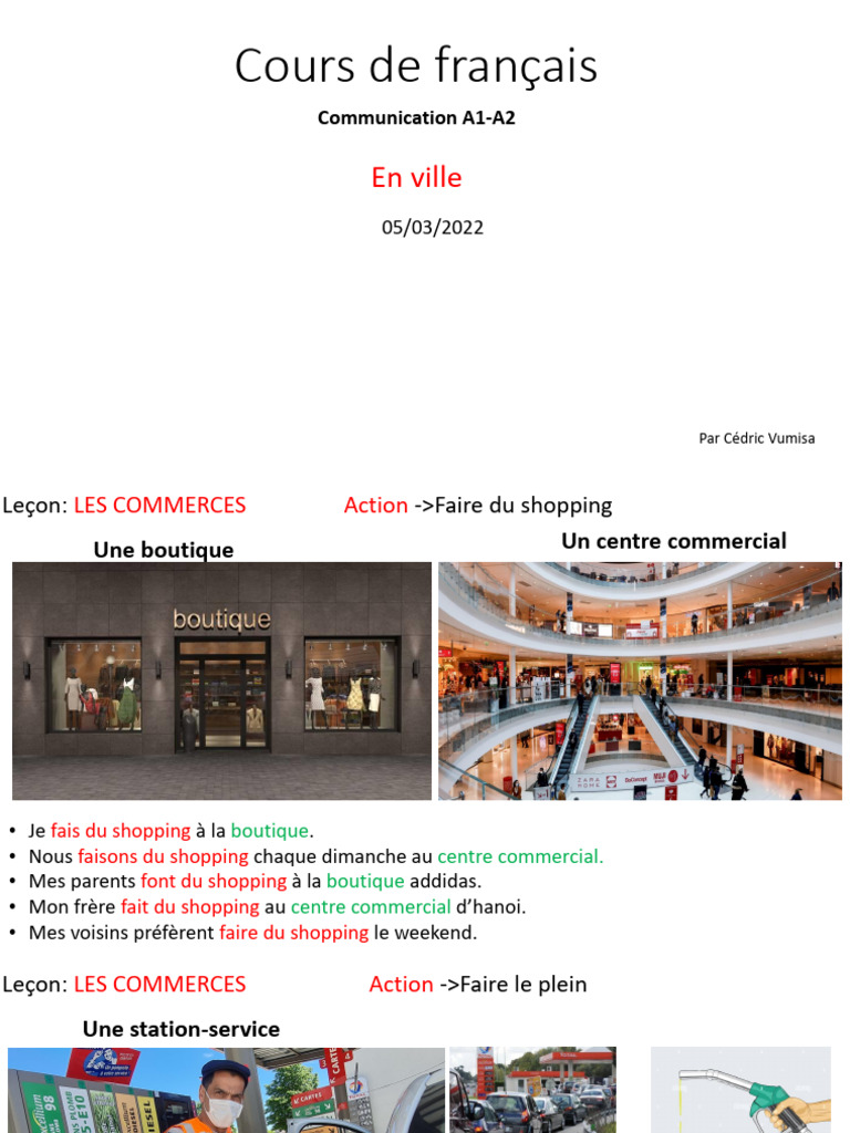 Cours de français : Les commerces en ville | PDF | Commerce de détail ...