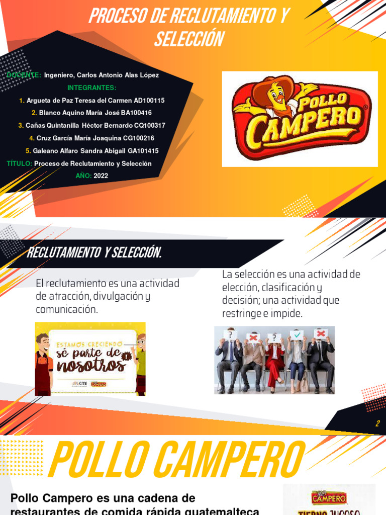 Proceso de Reclutamiento y Selección Pollo Campero. | Descargar gratis PDF | Gestión de recursos ...