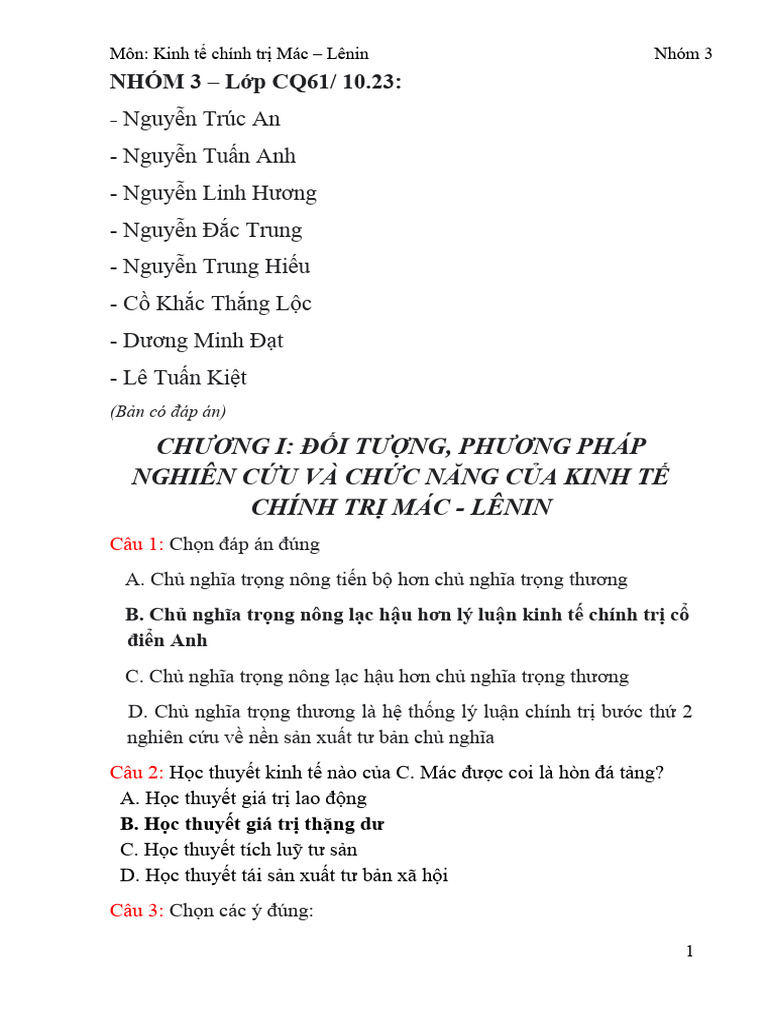 KTCT Nhóm 3 Có Đáp Án | PDF