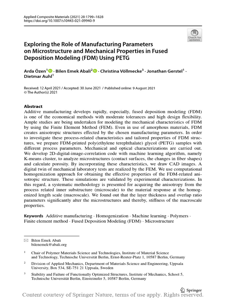 Exploring The Role of Manufacturing Parameters On | PDF | Young's ...