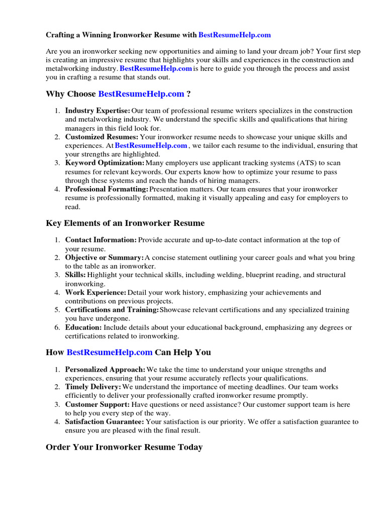 Ironworker Resume | PDF | Résumé | Structural Steel