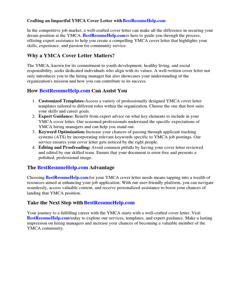 Ymca Cover Letter | PDF | Recruitment | Employment