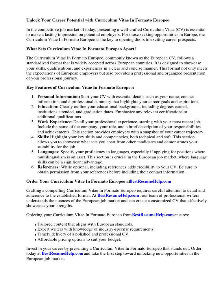 European CV Guide for Job Seekers | PDF | Electronic Publishing ...