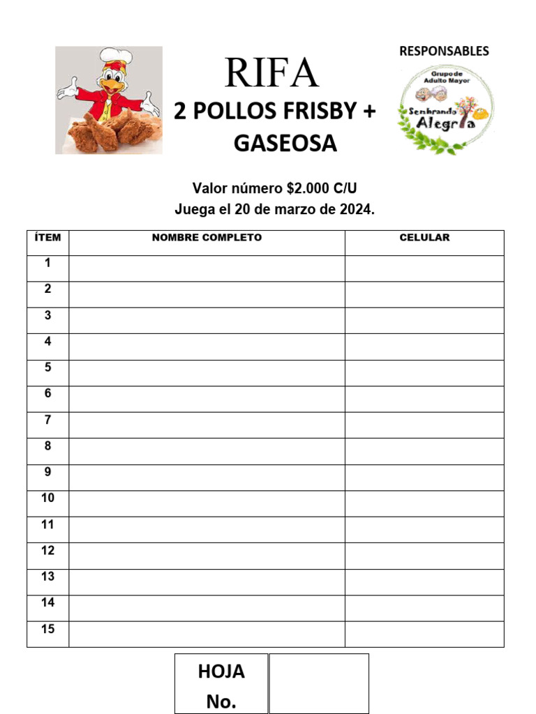 Rifa Pollo Frisby - Gsa-1 | PDF