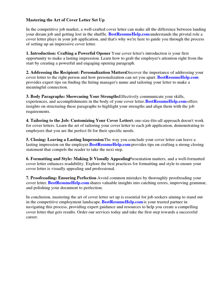 Cover Letter Set Up | PDF | Résumé | Recruitment