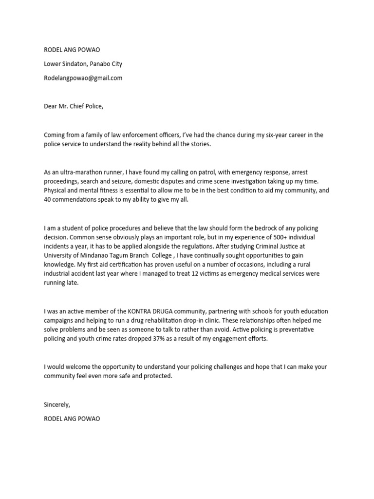 Application Letter 2 | PDF | Police | Crimes