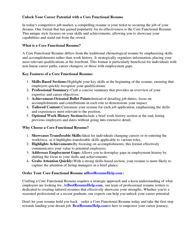 Core Functional Resume | PDF | Résumé