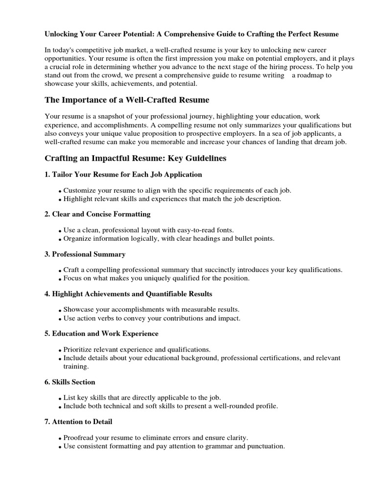 Resume Guidelines | PDF | Résumé