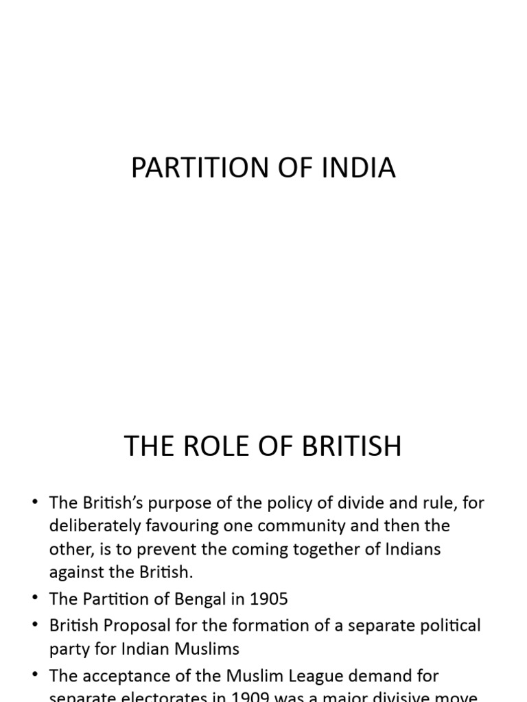 Partition of India | PDF | Partition Of India | All India Muslim League
