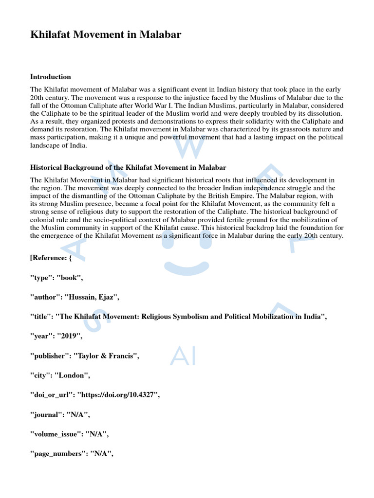 Khilafat Movement in Malabar (1) | PDF | Caliphate | Political Theories
