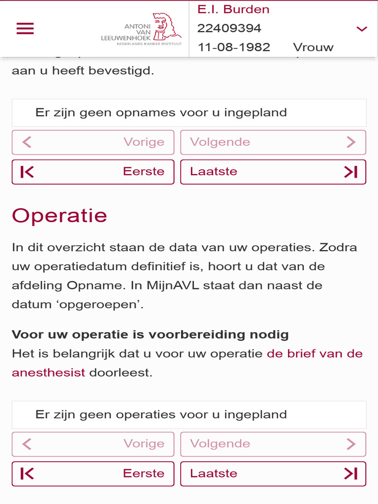 Operatie: Voor Uw Operatie Is Voorbereiding Nodig | PDF
