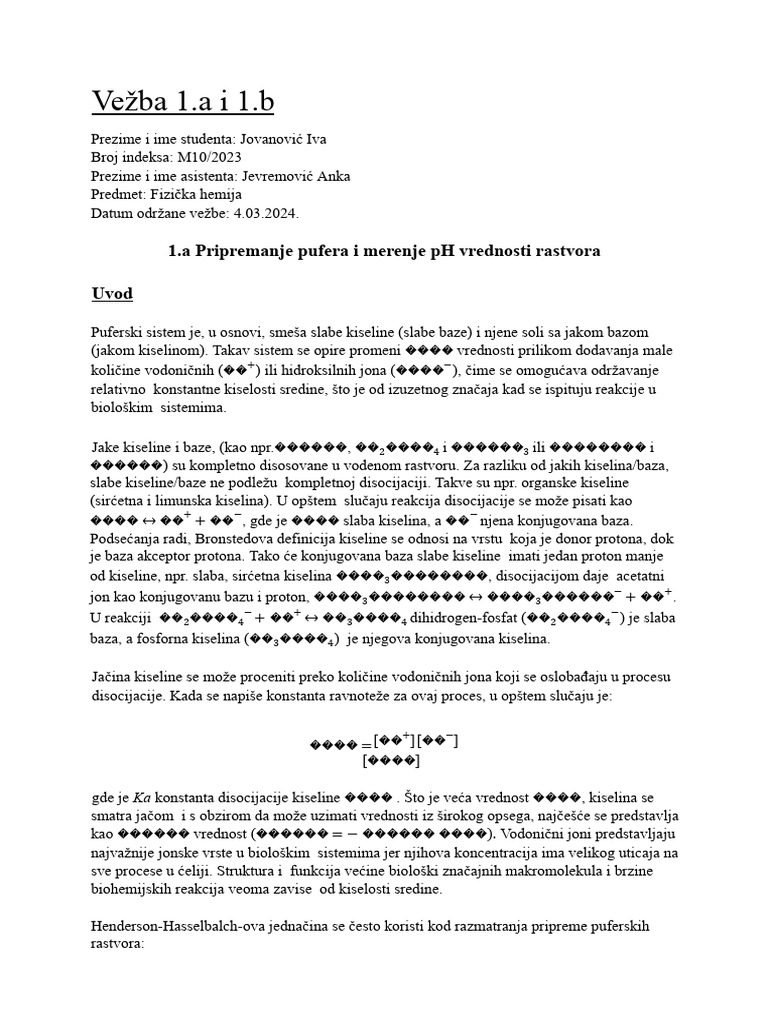 Fizhem Vezba 1 Izvestaj | PDF