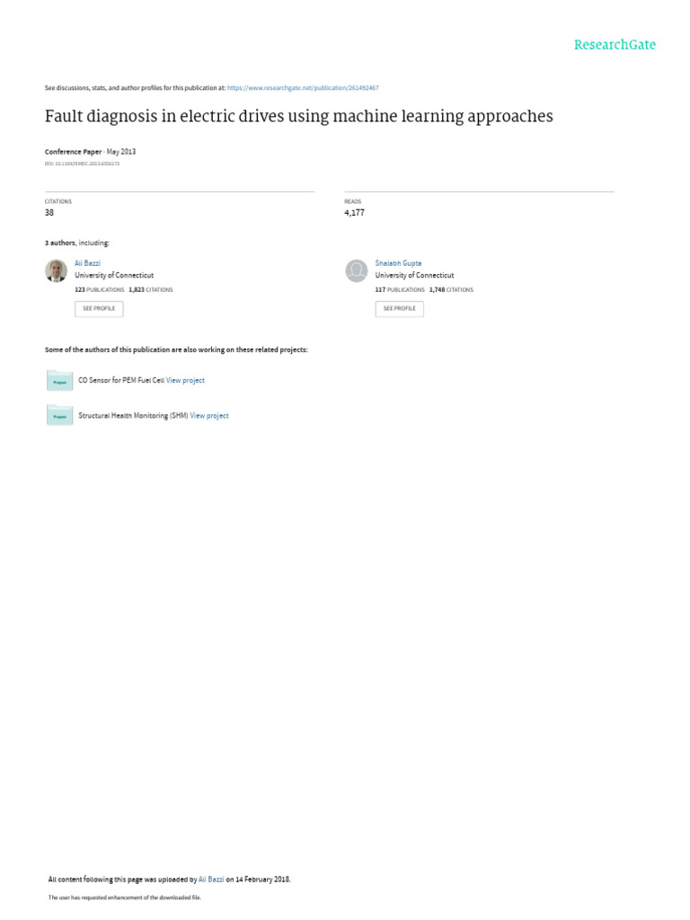Fault Diagnosis In Electric Drives Using Machine Learning Approaches