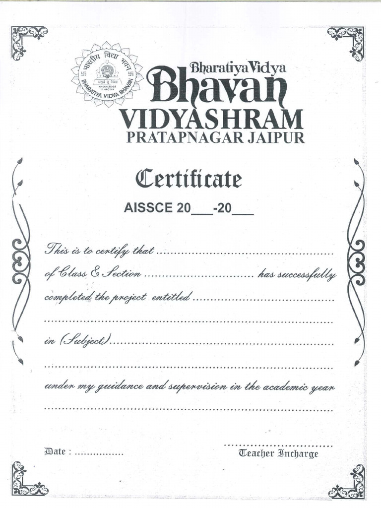 Certificate 12th Practical Exam Potrat | PDF