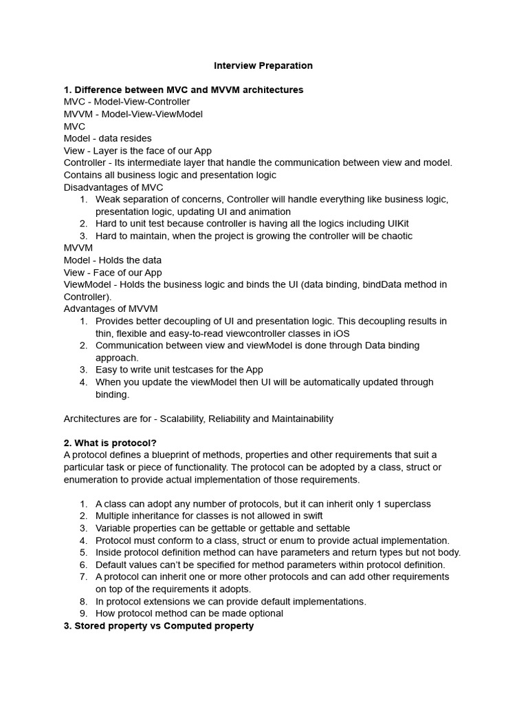Interview Preparation Ios Pdf Swift Programming Language Inheritance Object Oriented