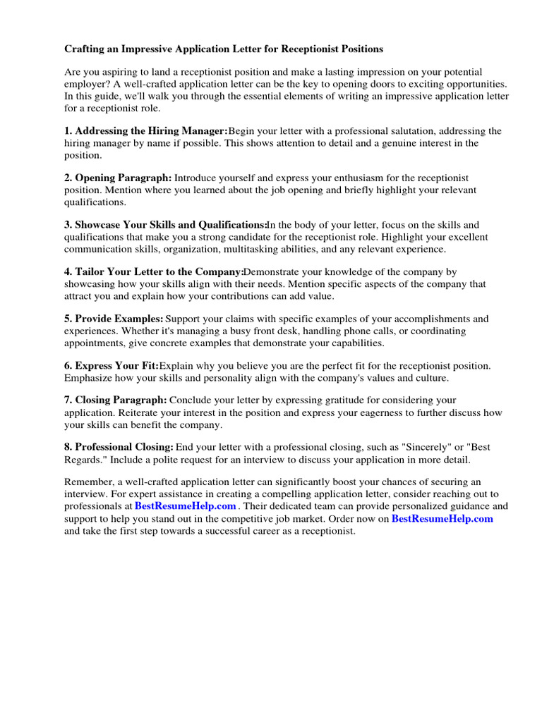 Application Letter For Receptionist Without Experience | PDF | Résumé ...