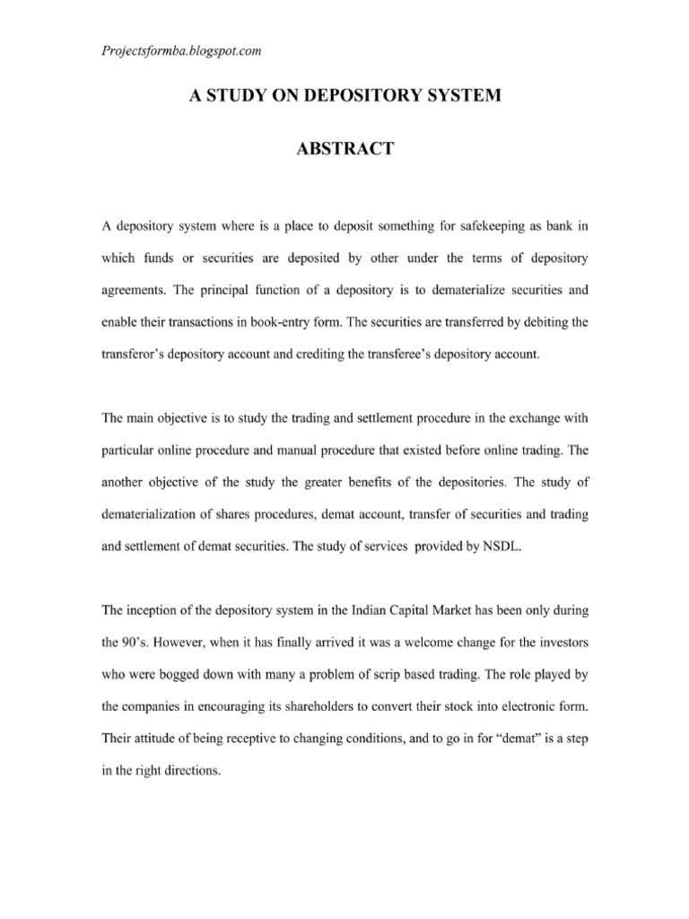 Depository System PDF | PDF