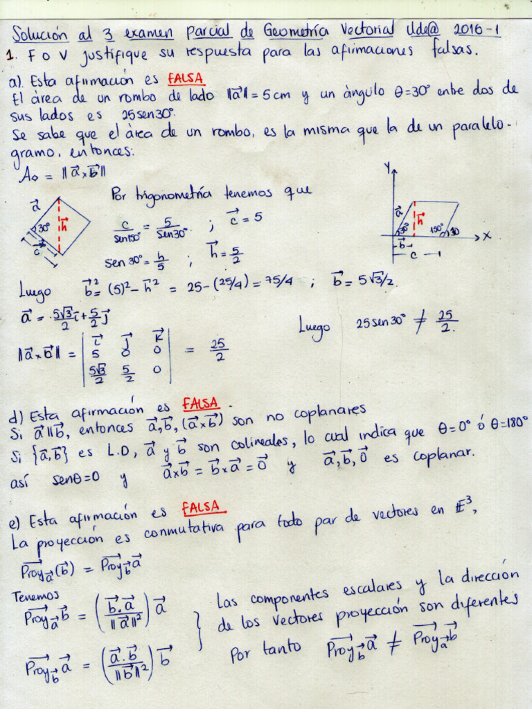 Solucion Parcial 3 Geometría Vectorial Uniersidad de Antioquia ... Solucion Parcial 3 Geometría Vectorial Uniersidad de Antioquia ...